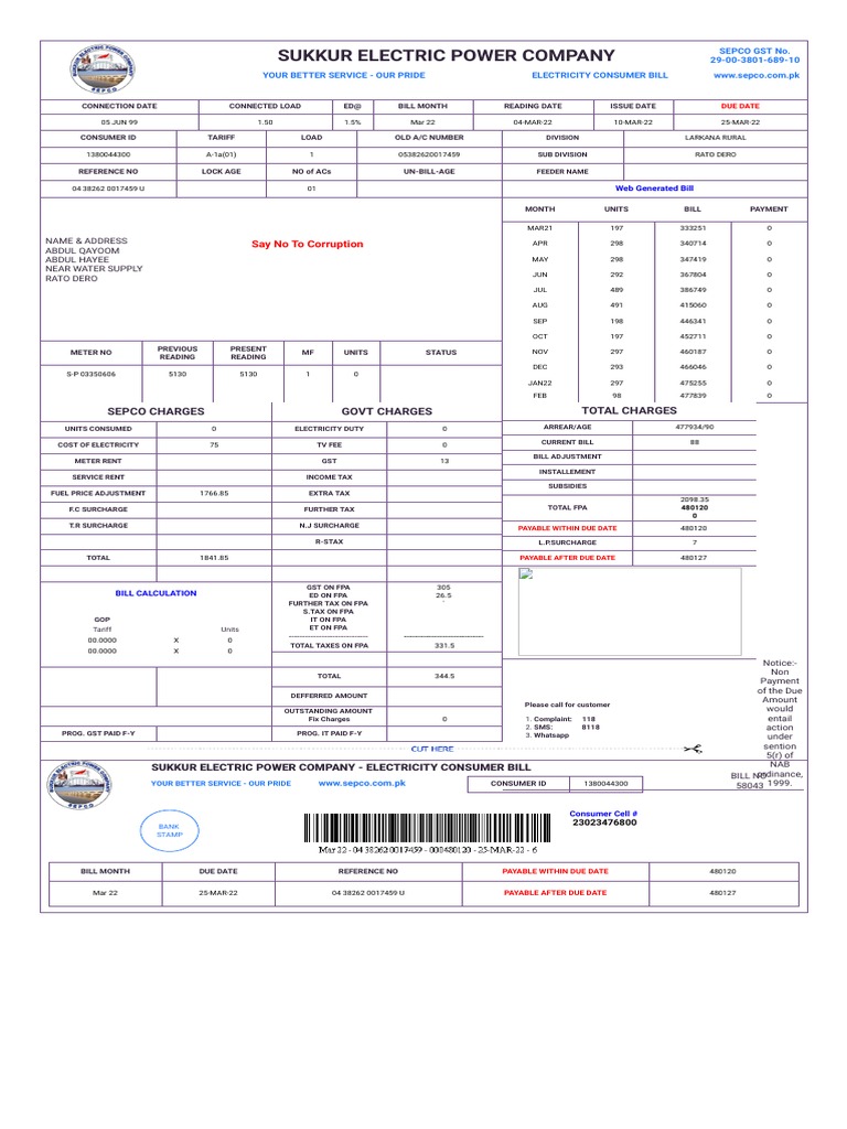 Sepco Online Bill | PDF | Fee | Taxes