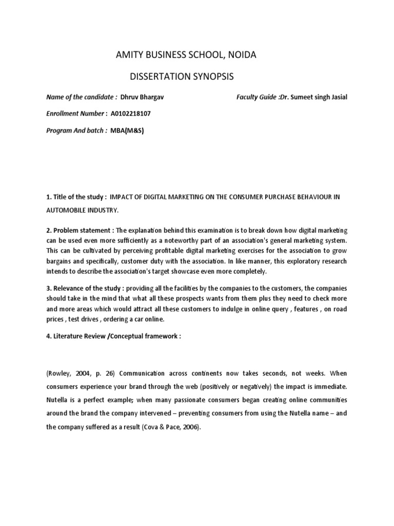 Dhruv Synopsis Dissertation | PDF | Marketing | Digital Marketing