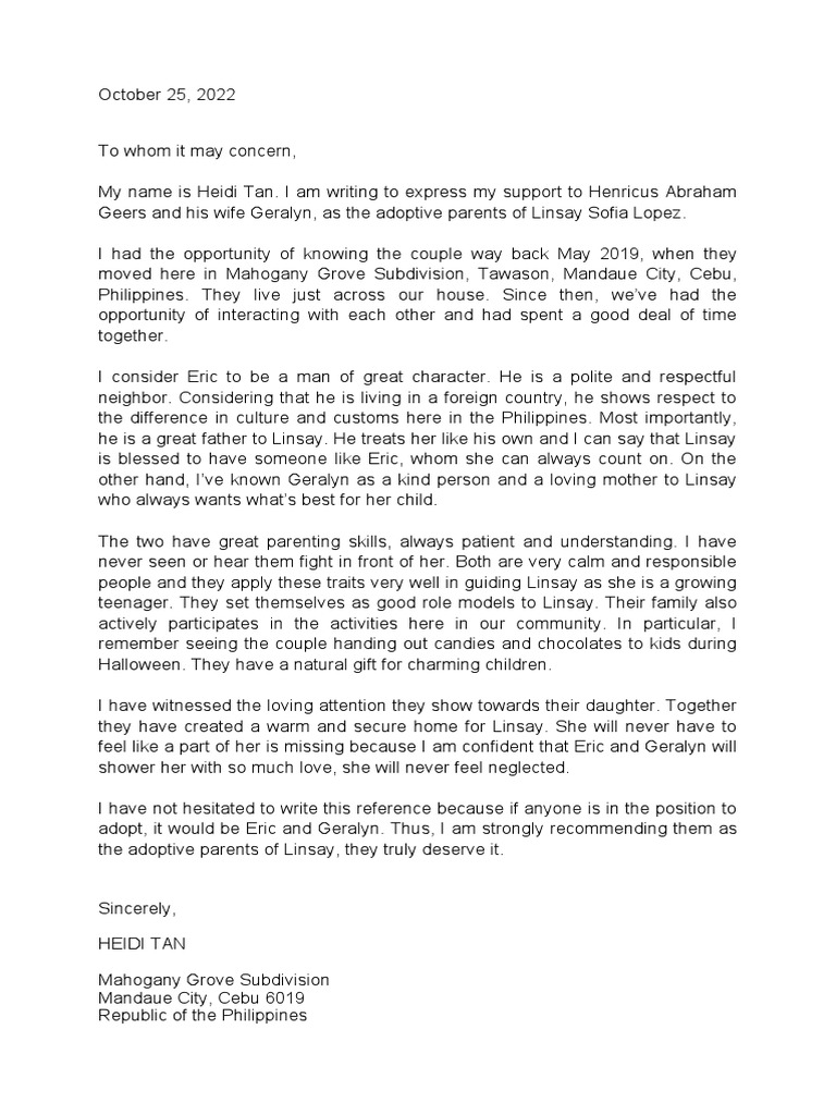 Character Reference Letter | PDF