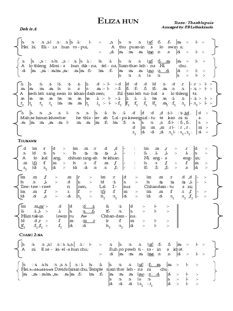 Eliza Hun Ropui Solfa-1 | PDF