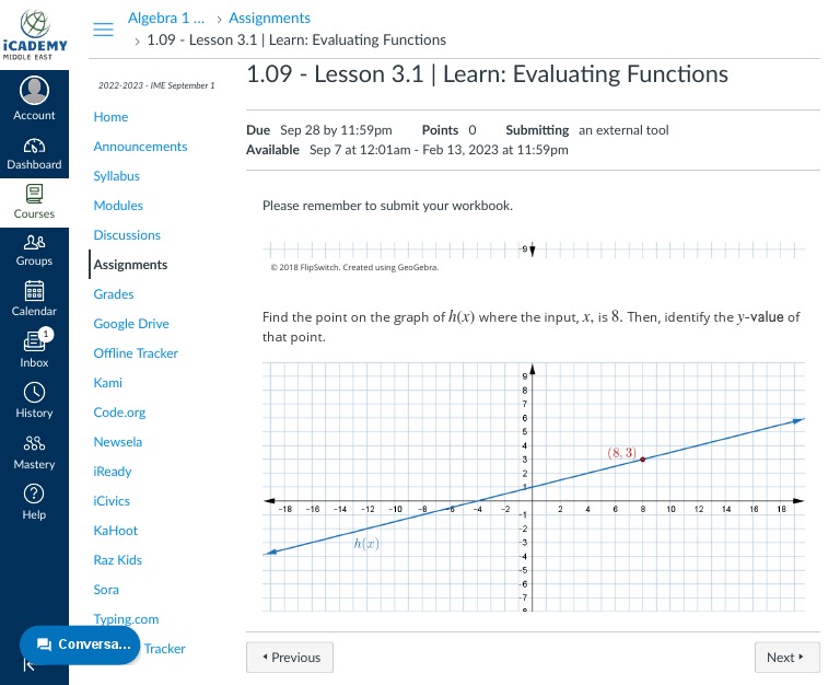 1.09 - Lesson 3.1 Learn Evaluating Functions 2 | PDF
