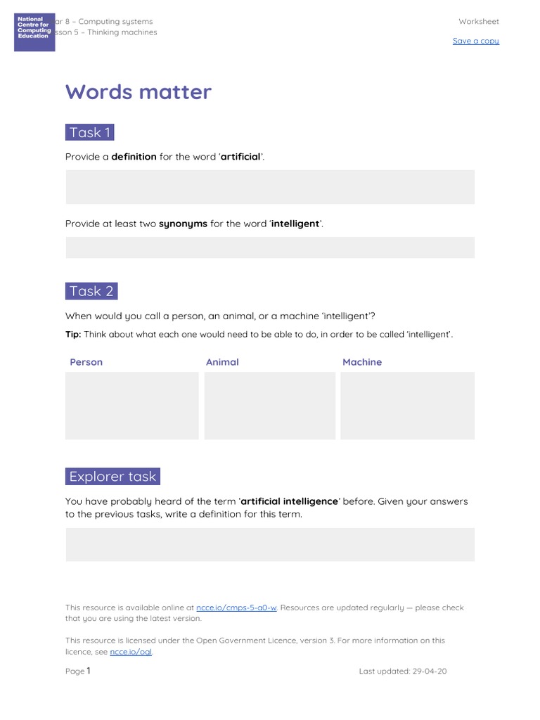 A0 Worksheet - Words Matter | PDF