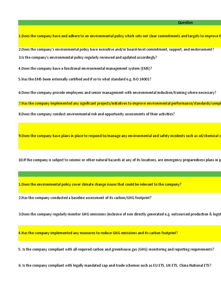 ESG Checklist | PDF | Occupational Safety And Health | Employment