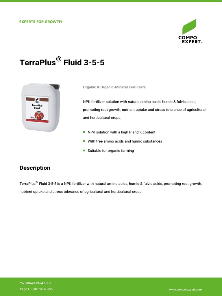 TerraPlus Fluid 355 | PDF | Fertilizer | Nutrients