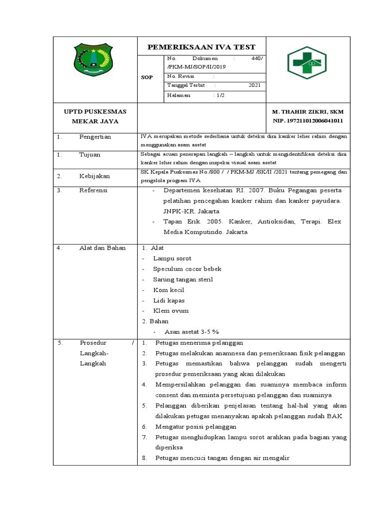 Sop Pemeriksaan Iva | PDF
