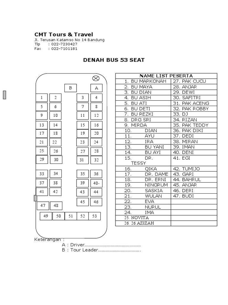 53-Seater Bus Seating Arrangement | PDF