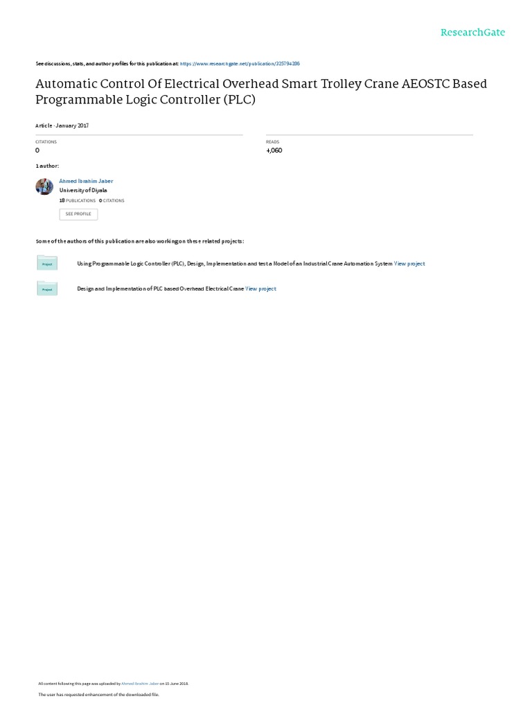 PLC Automation for Overhead Cranes | PDF | Programmable Logic ...