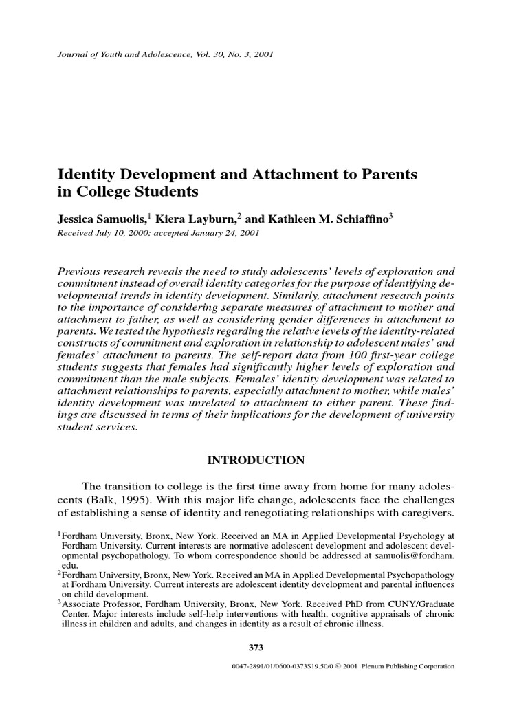 Exploring the Relationship Between Identity Development, Attachment to ...