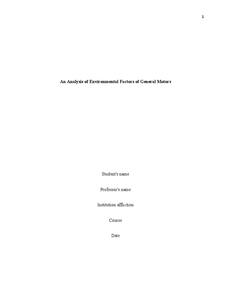 Environmental Analysis of General Motors | PDF | Cost | General Motors