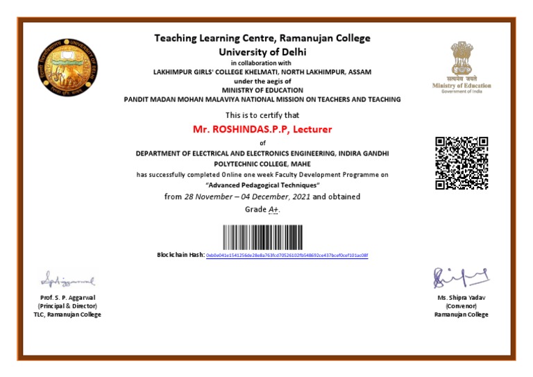 Faculty Development Programme Certificate | PDF