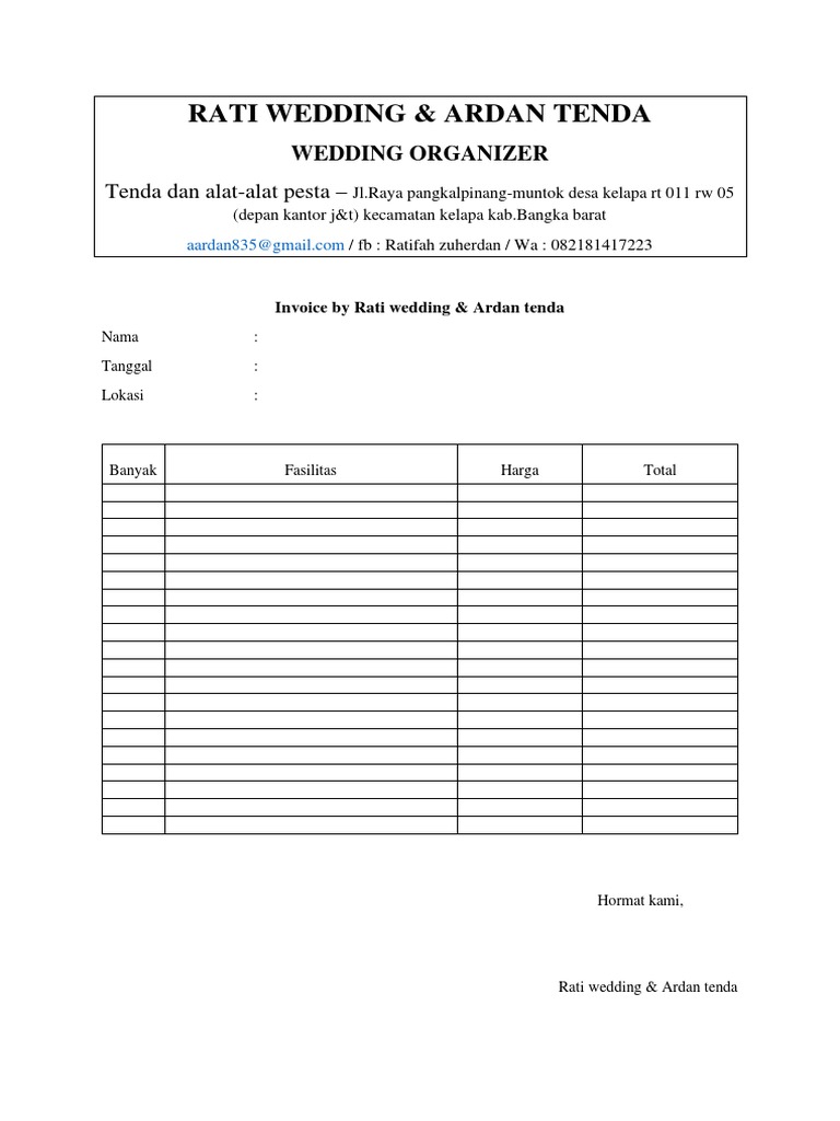 Nota Sewa Ardan Tenda | PDF