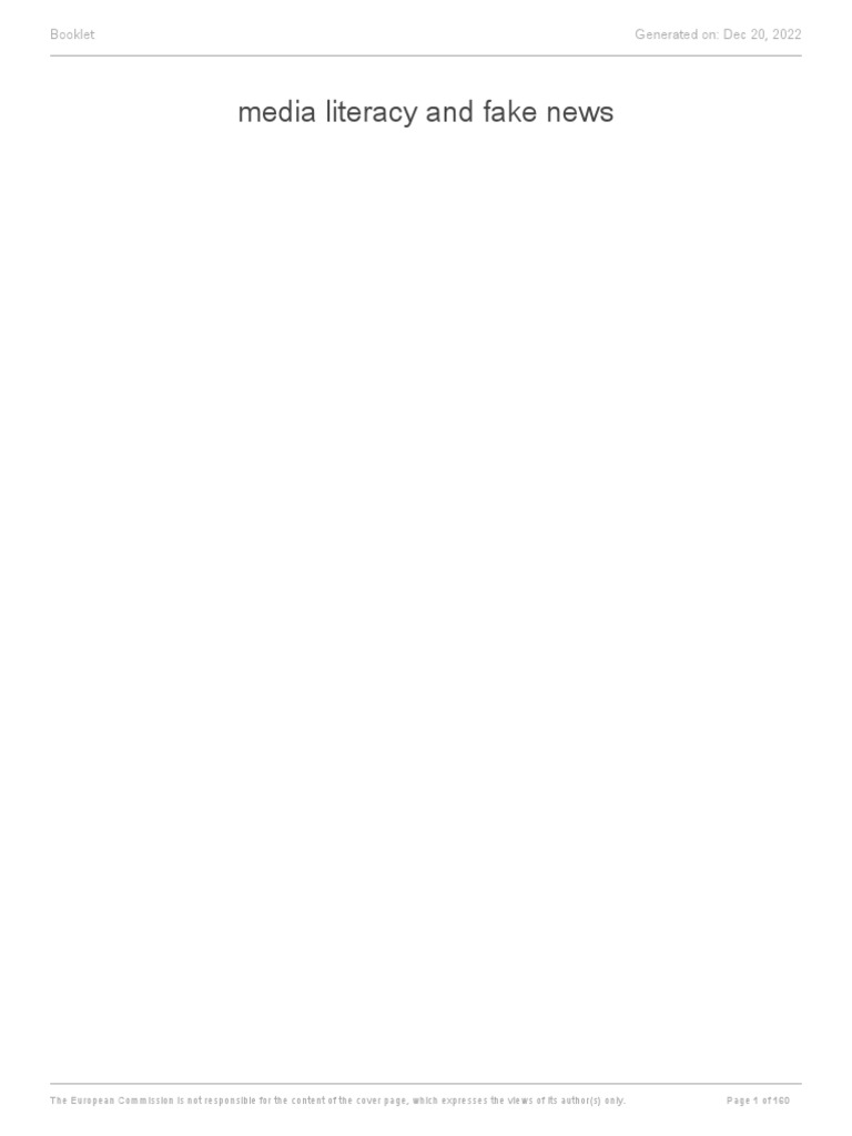 Booklet | PDF | Mass Media | Literacy