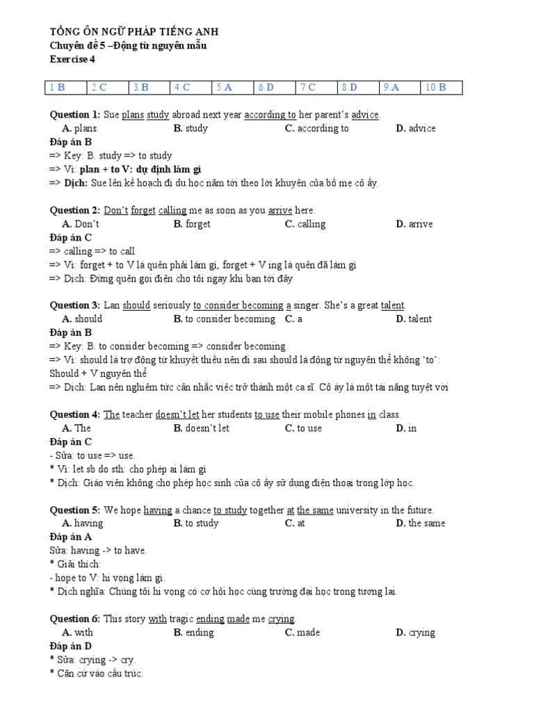 CD5 Exercise 4 KEY P86 | PDF