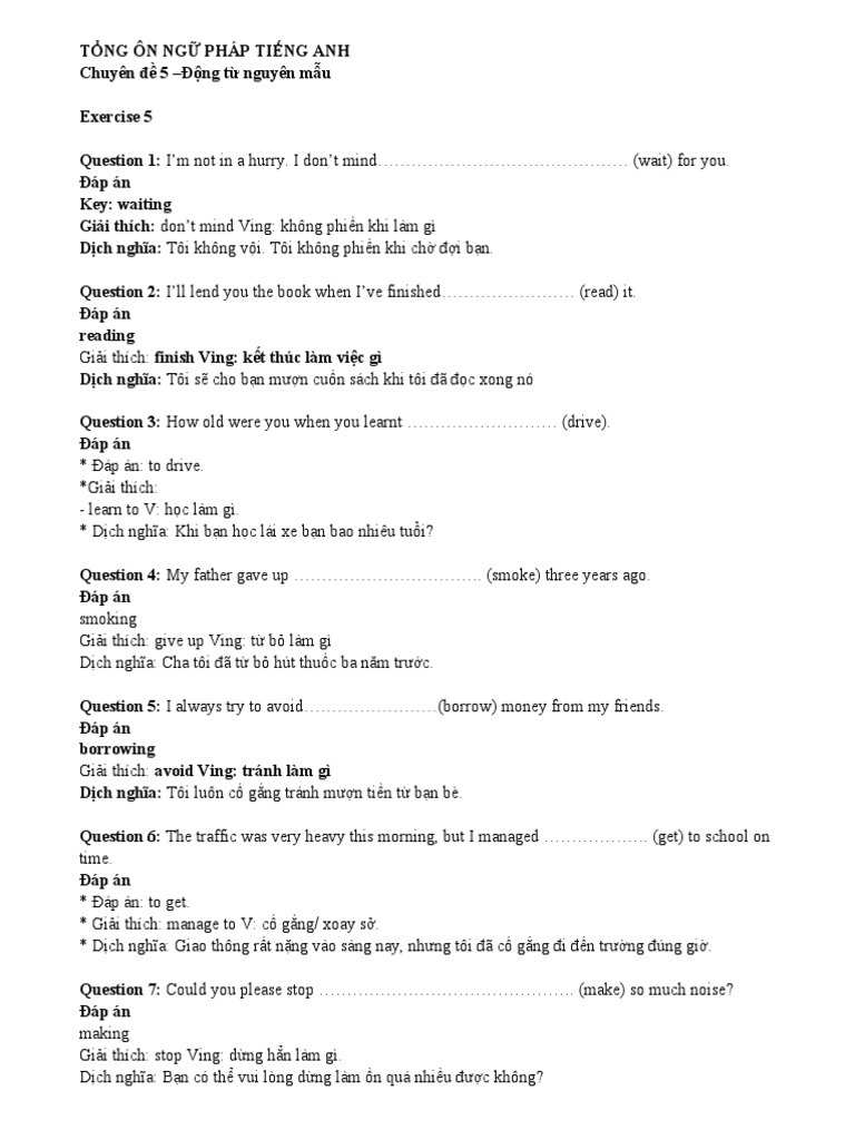 CD5 Exercise 5 KEY P86 | PDF