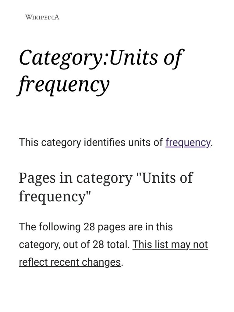 Category - Units of Frequency - Wikipedia | PDF