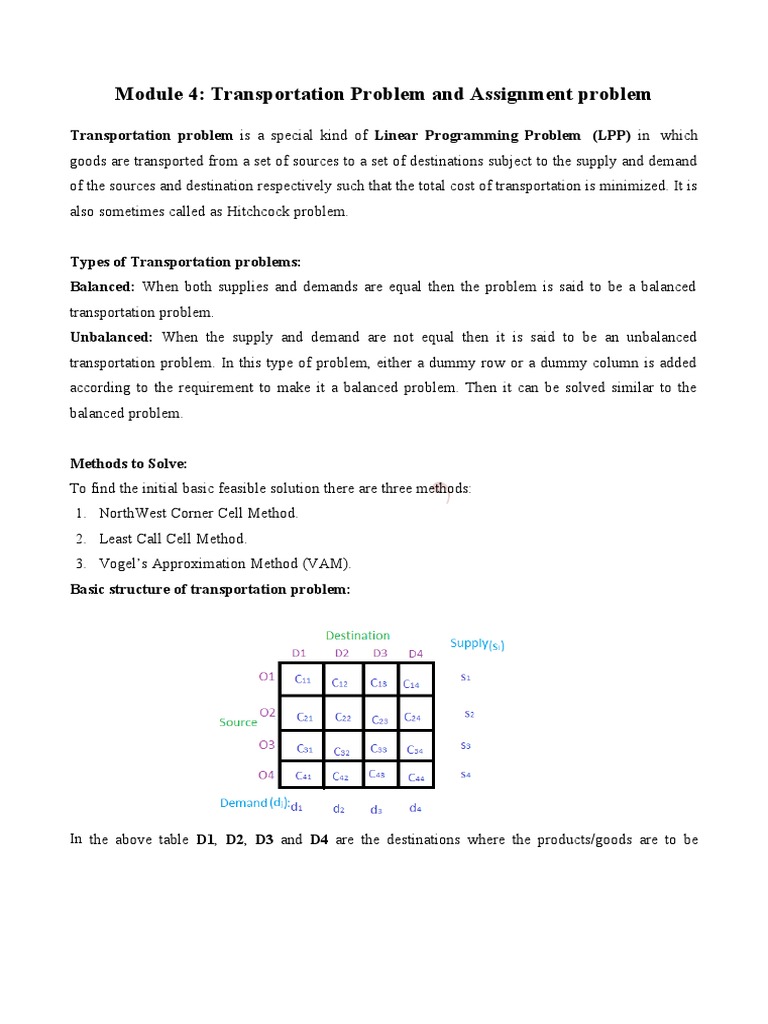 Transportation Problems | PDF | Mathematical Optimization | Maxima And Minima