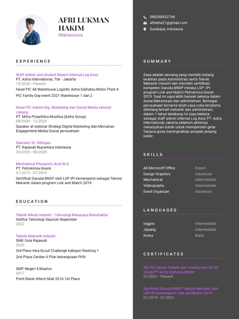CV Afri Lukman Hakim | PDF
