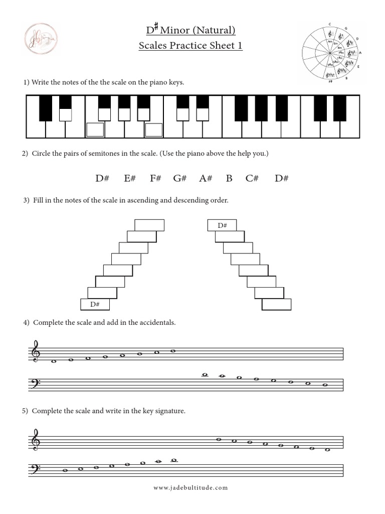 D# Minor (Natural) Scale Practice Sheet 1 | PDF