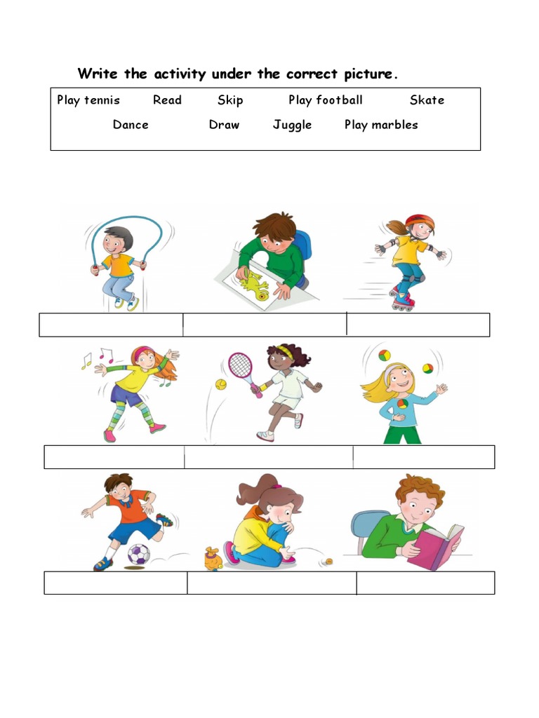 Write The Activity Under The Correct Picture | PDF