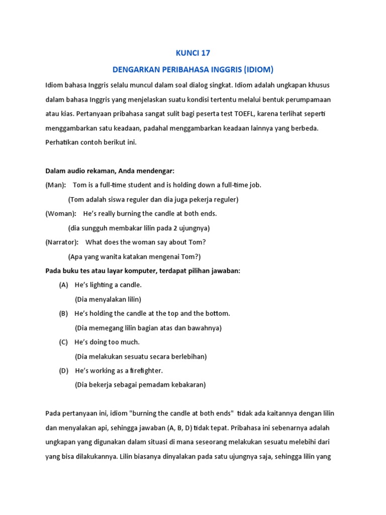 Skill 17 Listen For Idioms | PDF