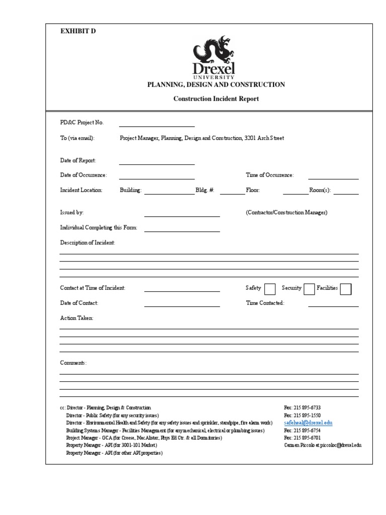 Construction Incident Report Template | PDF