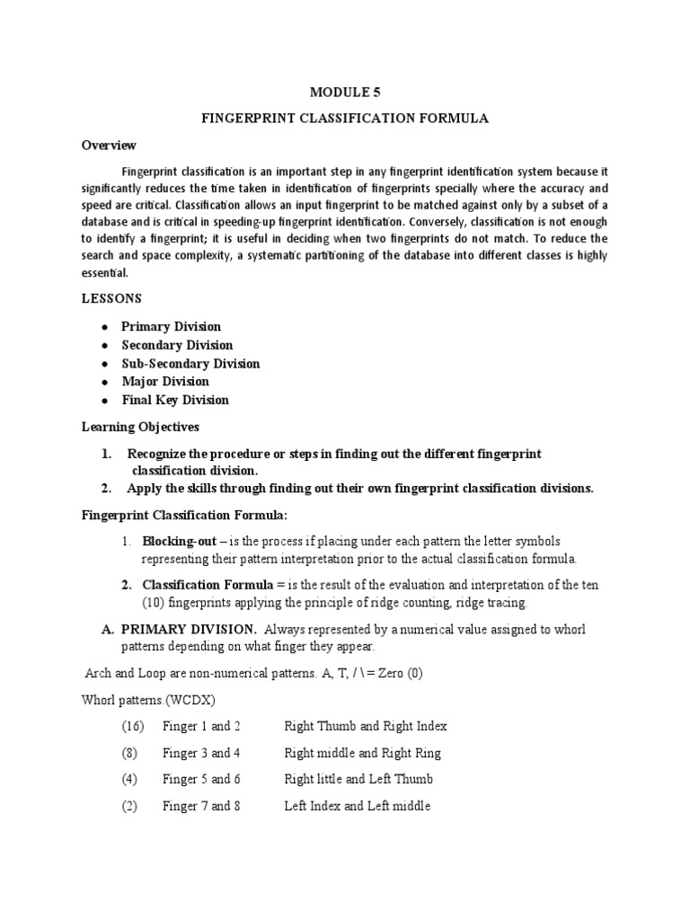 Module 5-Classification Formula | PDF | Fingerprint | Mathematics