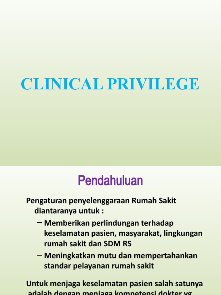 Clinical Privilege | PDF | Sains & Matematika | Kesehatan Holistik