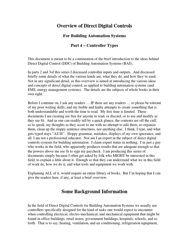 An Overview of Direct Digital Controls Part 4 | PDF | Programmable ...