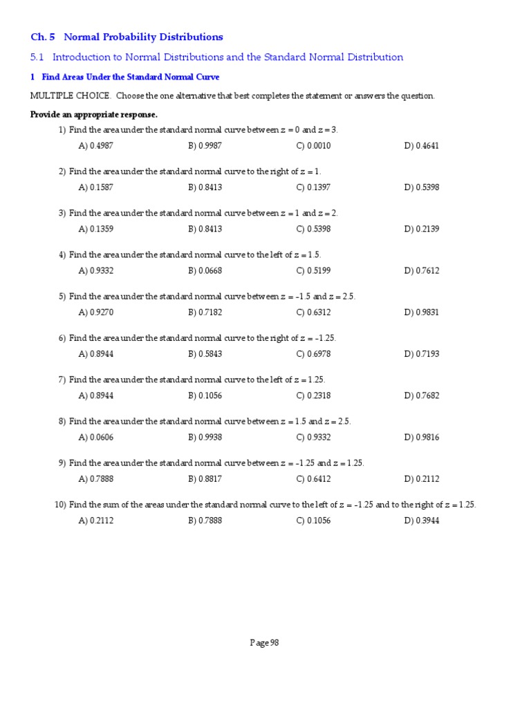 Ch. 5 Normal Probability Distributions | PDF | Normal Distribution ...