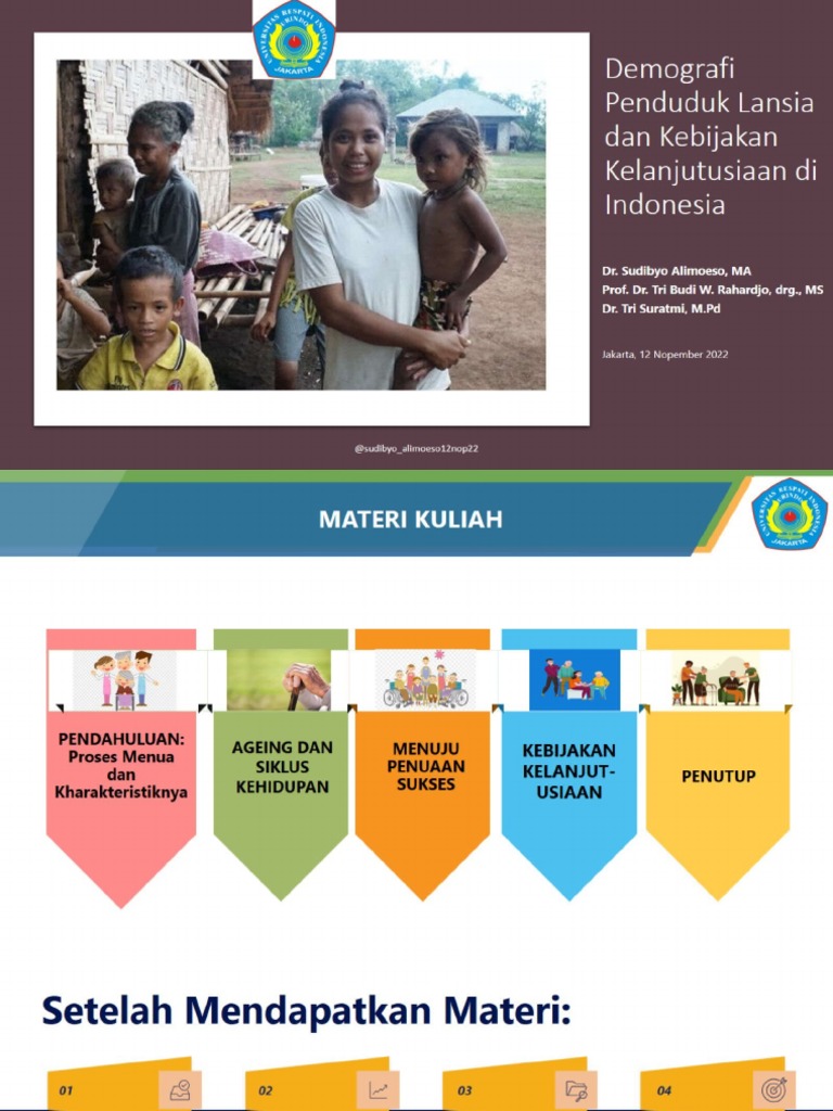 Demografi Penduduk Lansia Dan Kebijaksanaan-GERONT SOSIAL12NOV2022 PIC ...