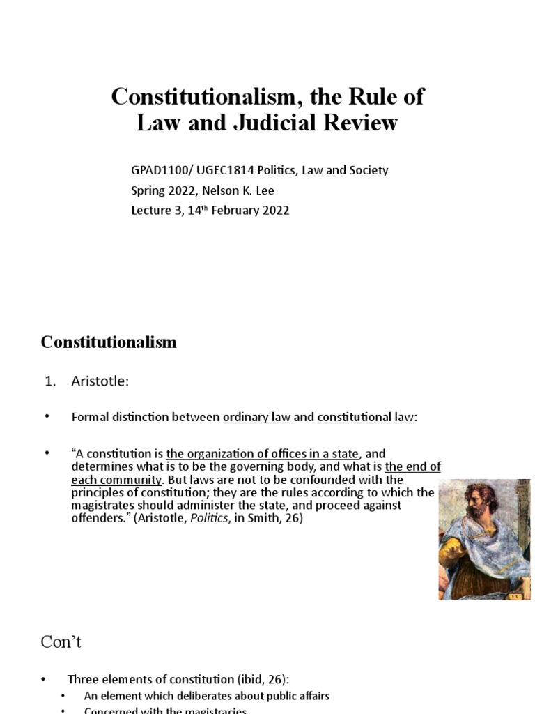 GPAD1100 Lecture3 2021 22 | PDF | Rule Of Law | Constitution