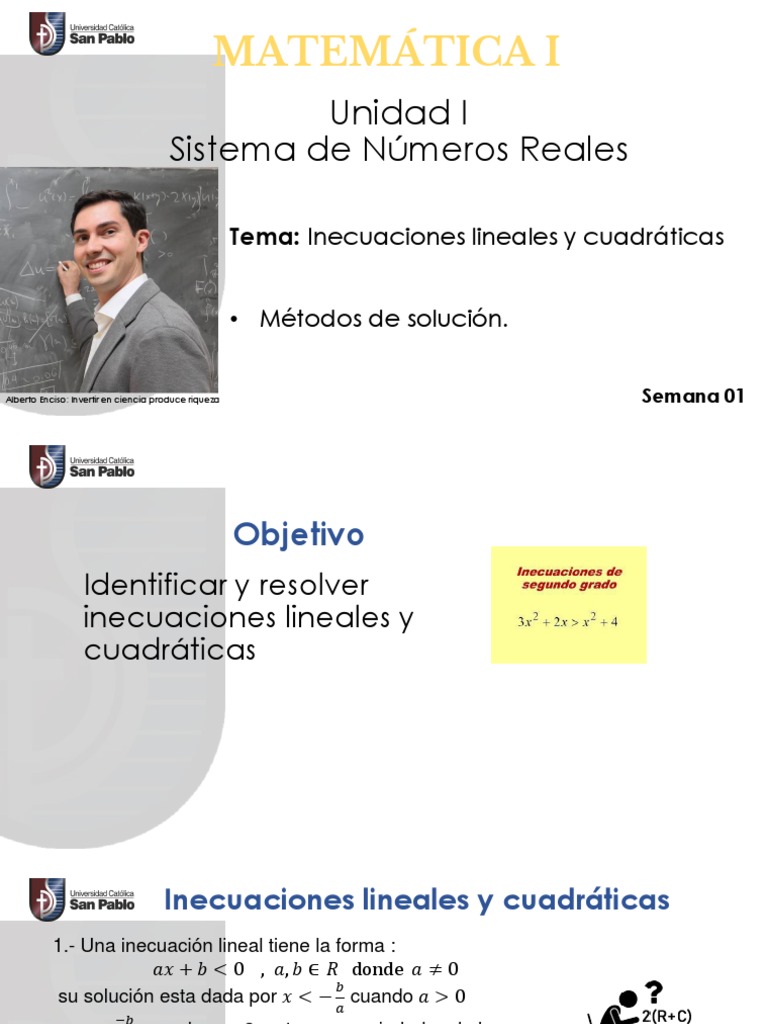 D4 2022-02 MAT-ING Inecuaciones Lineales y Cuadráticas | PDF | Intervalo (Matemáticas ...
