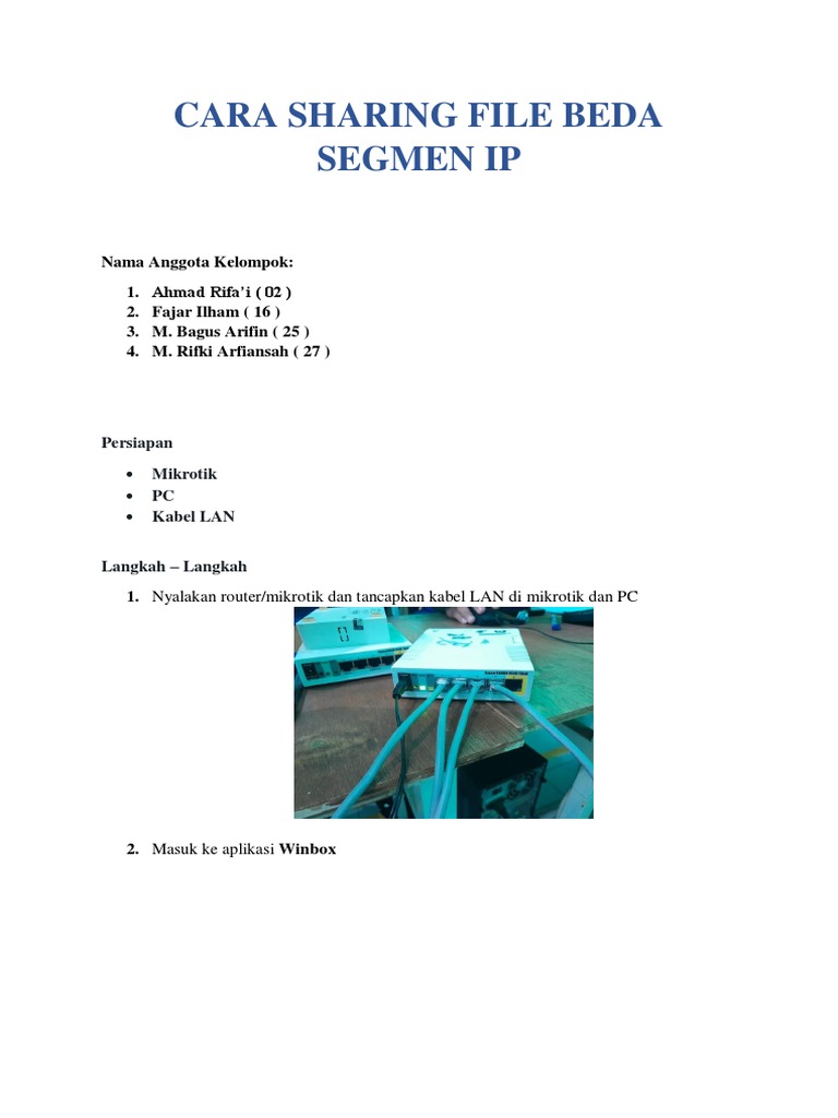 Cara Sharing File Beda Segmen Ip | PDF