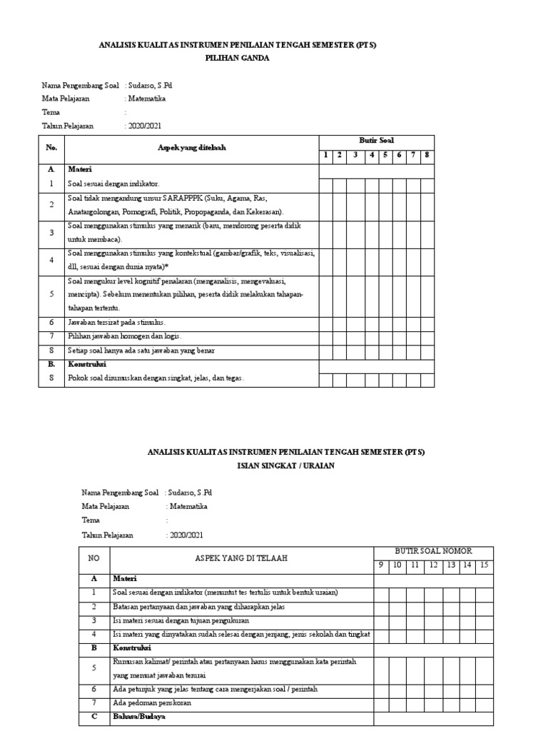 Telaah Soal Matematika | PDF