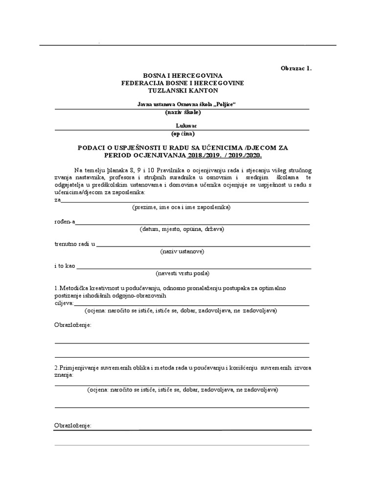 5 Ocjenjivanje Obrasci | PDF