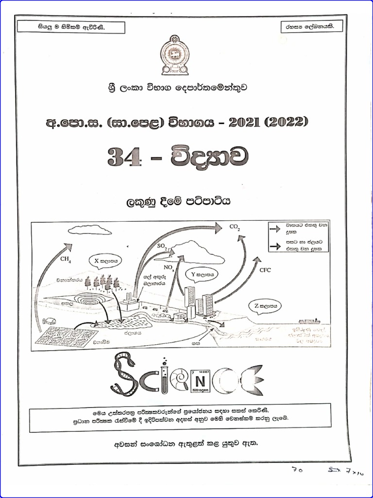 2021 OL Science Marking Scheme Sinhala Medium | PDF