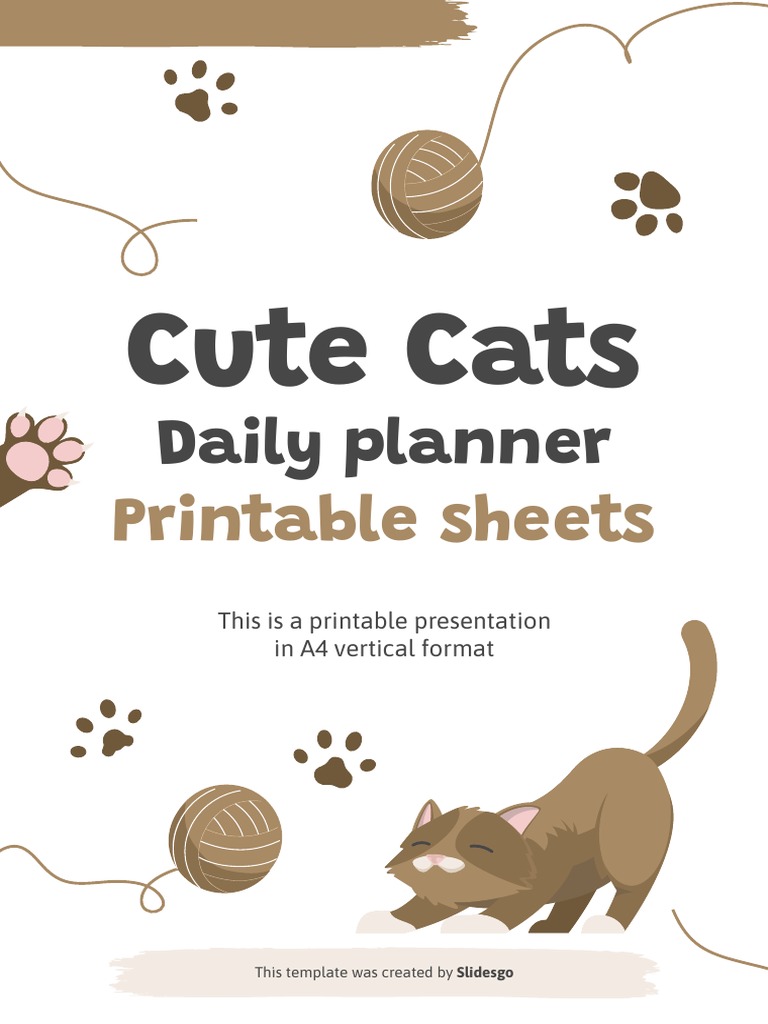 Copie A Cute Cats Daily Planner Printable Sheets by Slidesgo | PDF ...