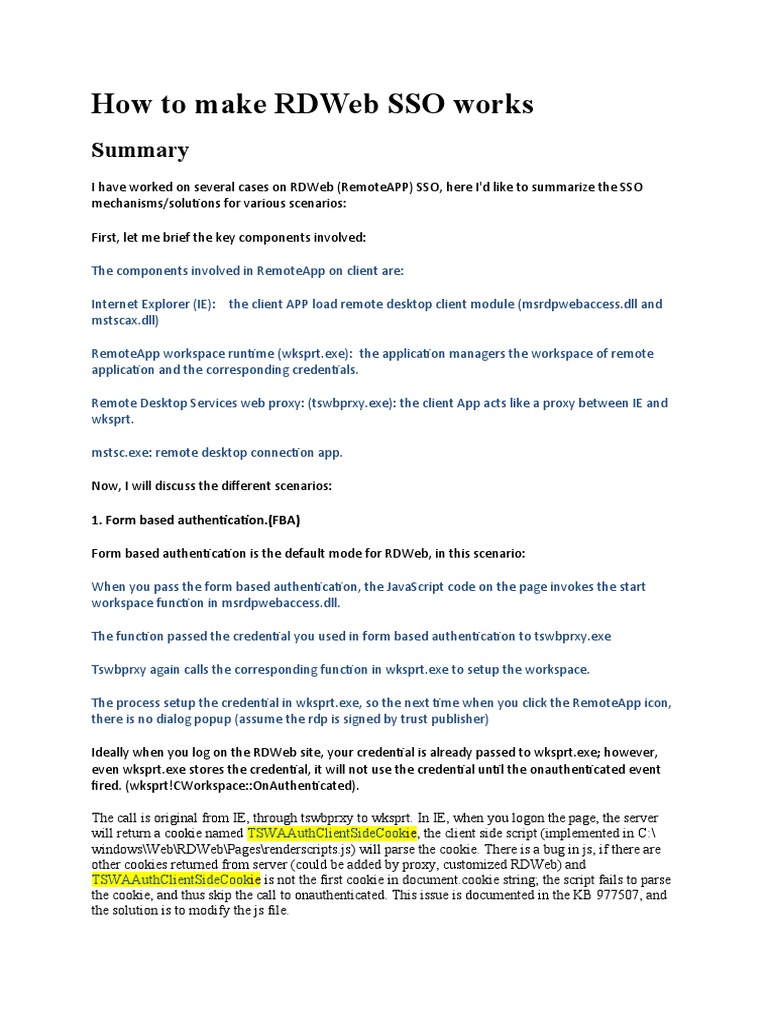 How To Make RDWeb SSO Works | Download Free PDF | Remote Desktop ...
