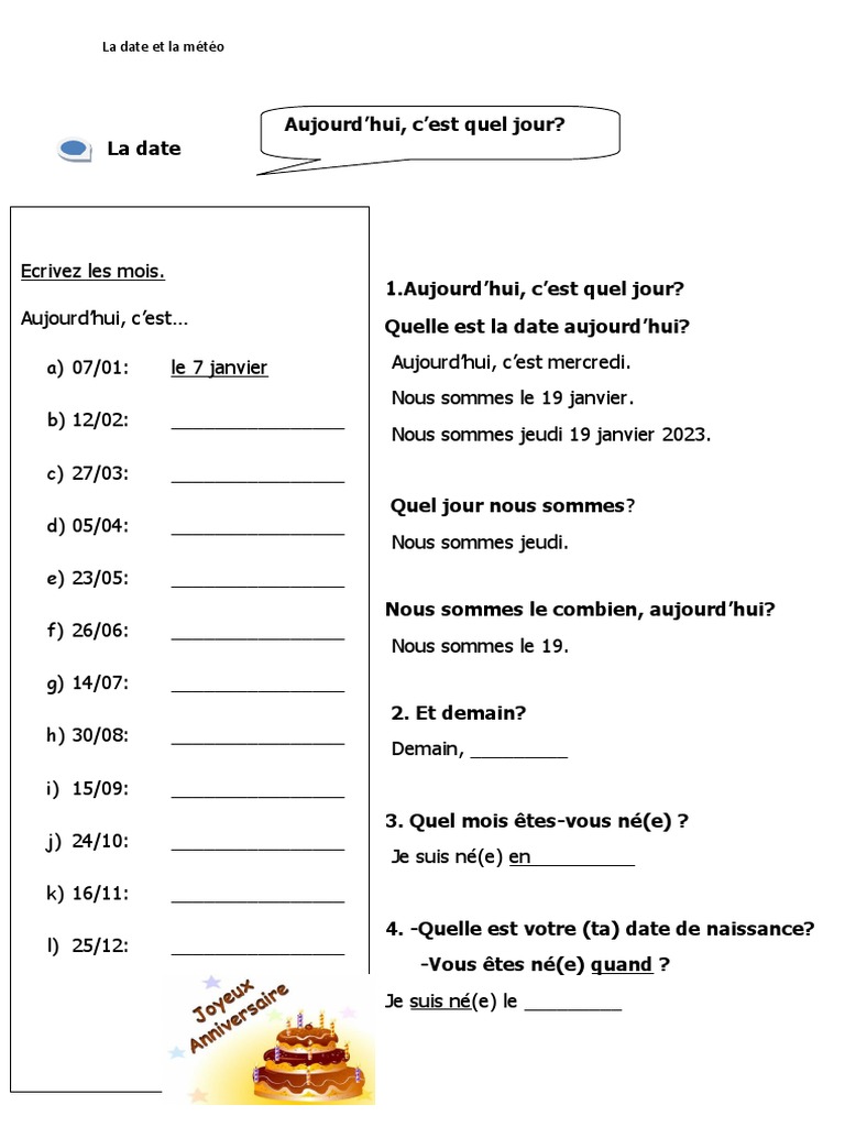 Date et Météo du Jour | PDF | Pluie | Orage