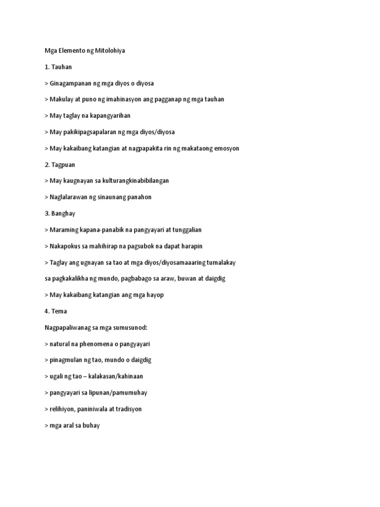 Mga Elemento NG Mitolohiya | PDF