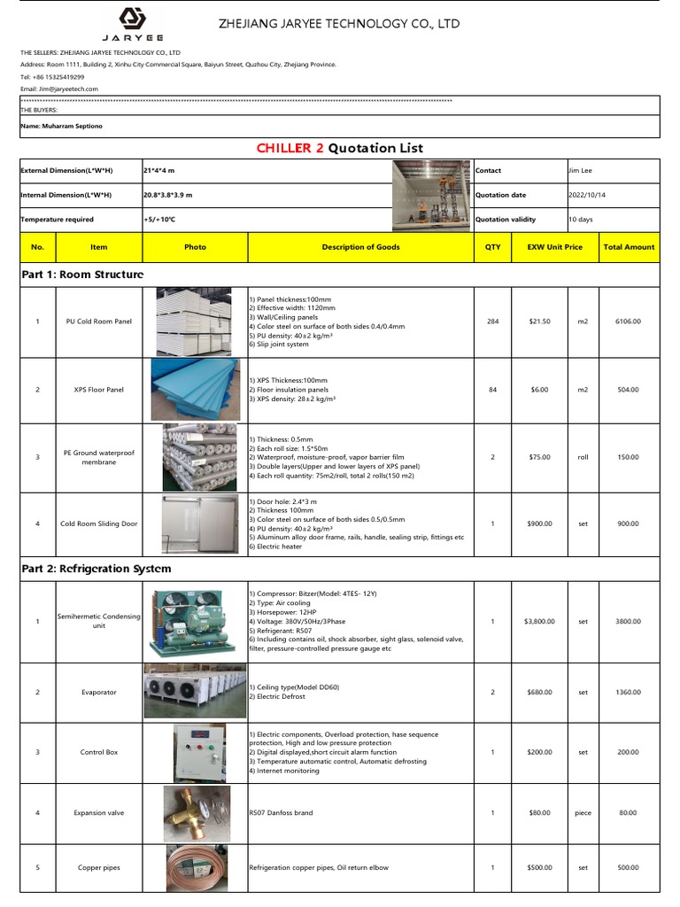 Quotation Chiller 21-4-4m | PDF | Pipe (Fluid Conveyance) | Electrical ...