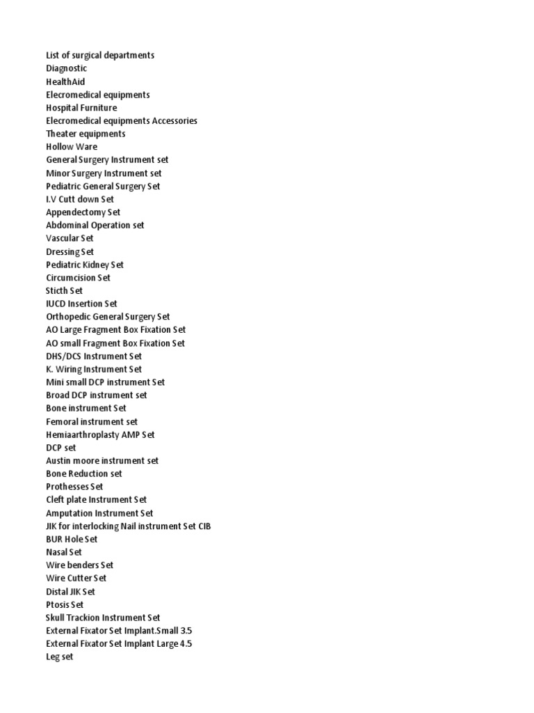 Comprehensive Surgical Instrument Sets | PDF | Surgery | Surgical Specialties