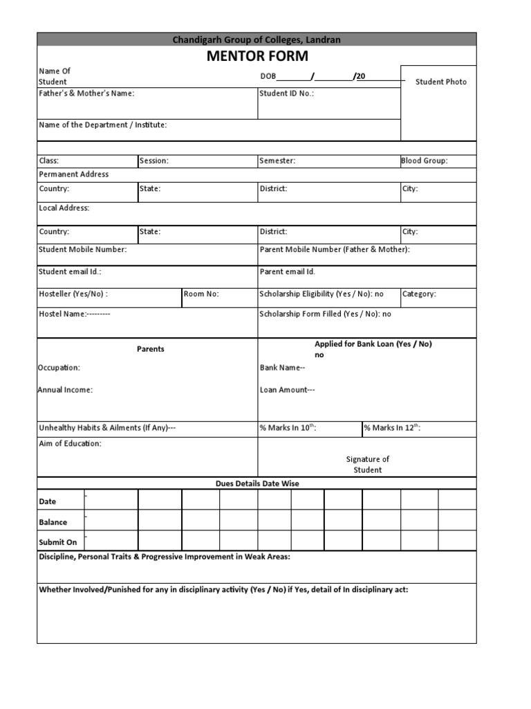 Mentor Form | PDF | Academic Term
