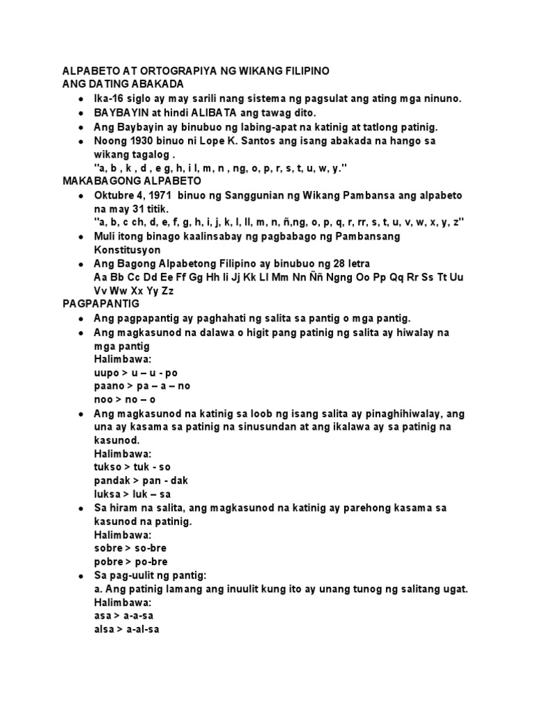 Alpabeto at Ortograpiya NG Wikang Filipino | PDF