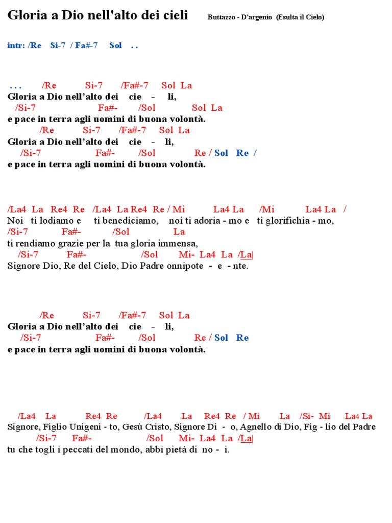 Gloria A Dio Buttazzo D'Argenio | PDF