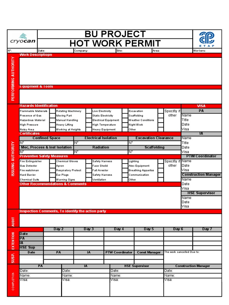 Hot Work Permit | PDF | Occupational Safety And Health | Workplace