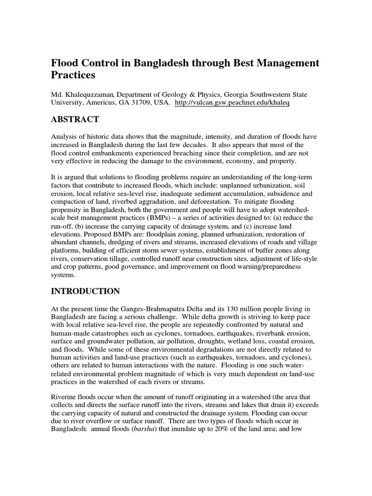 Flood Control in Bangladesh Through Best Management Practices ... Flood Control in Bangladesh Through Best Management Practices ...