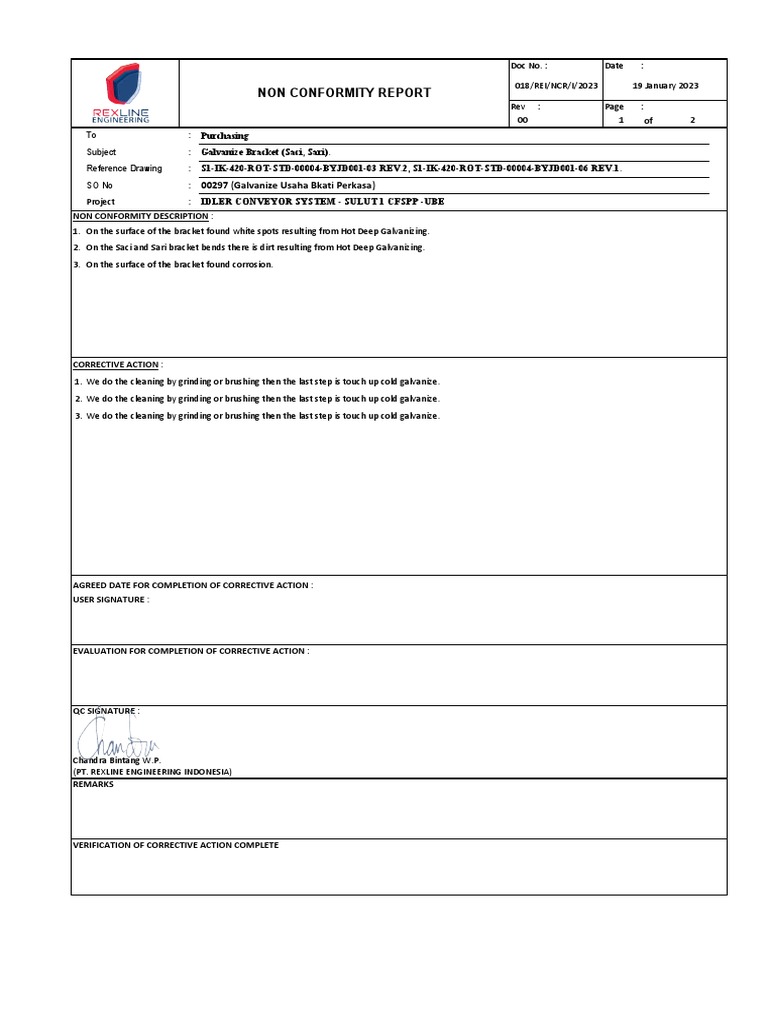 Non-Conformity Report: Galvanize Issues | PDF | Electrochemistry | Mechanical Engineering