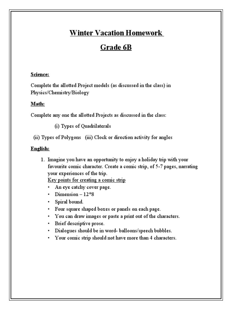 0811426982-Winter Vacation Homework Grade6 | PDF | General Fiction
