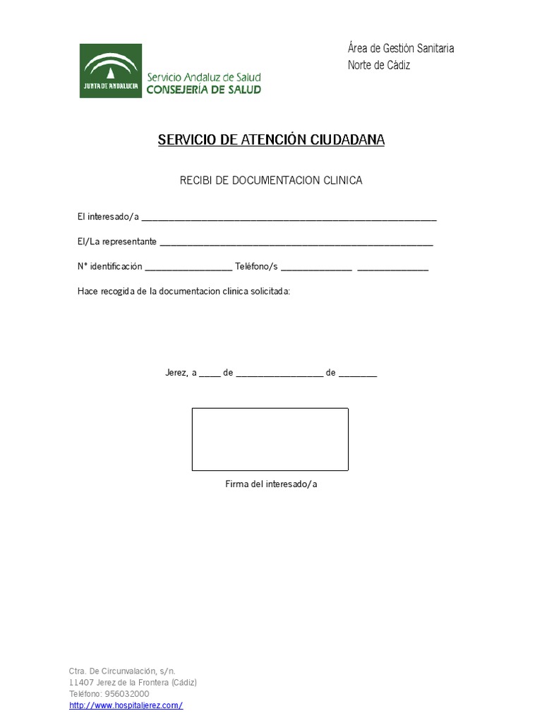 Recibi Recogida Documentacion Clinica | PDF